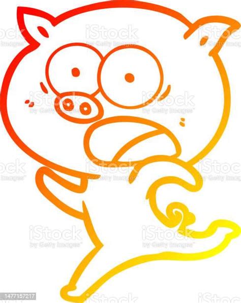 Dessin Au Trait Dégradé Chaud Dun Cochon De Dessin Animé Courant