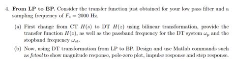 Solved 3 Design An Analog Low Pass Filter Using Butterworth