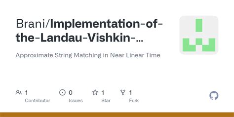 Github Brani Implementation Of The Landau Vishkin Algorithm