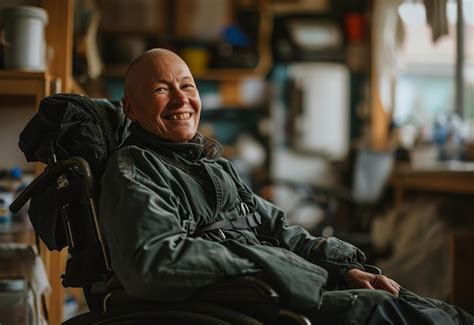 Premium Photo Man In Wheelchair Smiling
