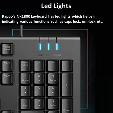 Rapoo Nk1800 Wired Usb Keyboard Spill Resistant Laser Carved Keycap Membrane Led Lights