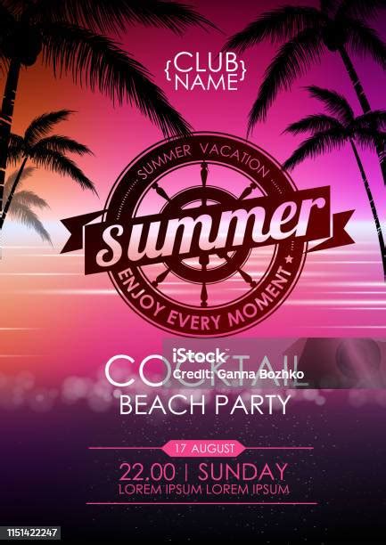 여름 디스코 포스터 칵테일 비치 파티입니다 모든 순간을 즐길 수 있는 레터링 포스터 계절에 대한 스톡 벡터 아트 및 기타 이미지 계절 나침반 디스코 춤 Istock