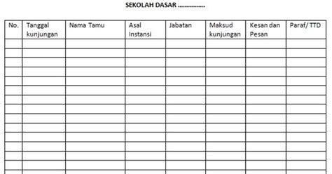 Contoh Format Buku Tamu Uks Sd Dokumen Sekolah Dasar