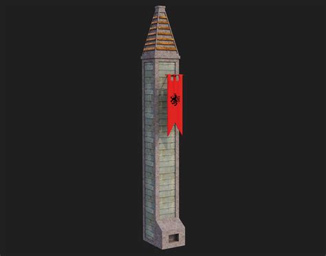 free 3d fantasy ancient column flag model turbosquid 1981369