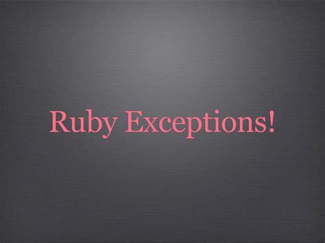 Ruby Exceptions Pdf