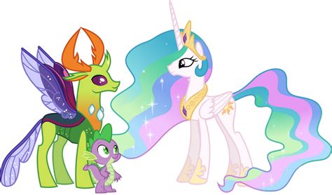 King Thorax Princess Celestia And Spike By Drakizora On Deviantart