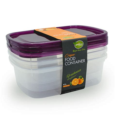 Crisper Food Container 3 Pcs Set Double Extra Large 4000ml Appollo Store