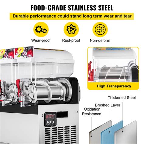 Vevor 슬러시 자동 음료 디스펜서 24l 30l 36l 45l 주스기 음료 화강암 스노우 스무디 슬러시 메이커 비즈니스용 주방 가전