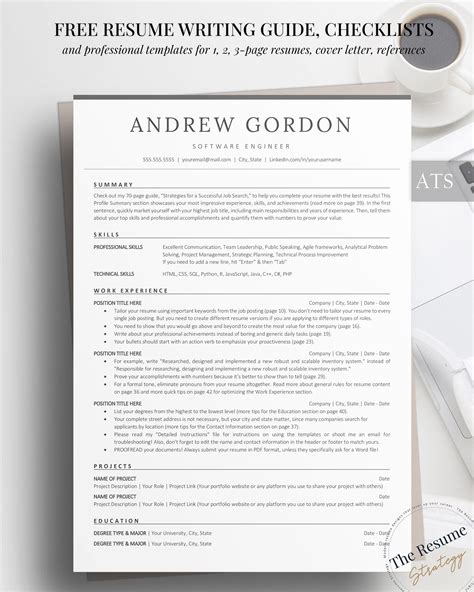 Software Engineer Ats Resume Template Ats Friendly Resume Template Tech It Computer Science