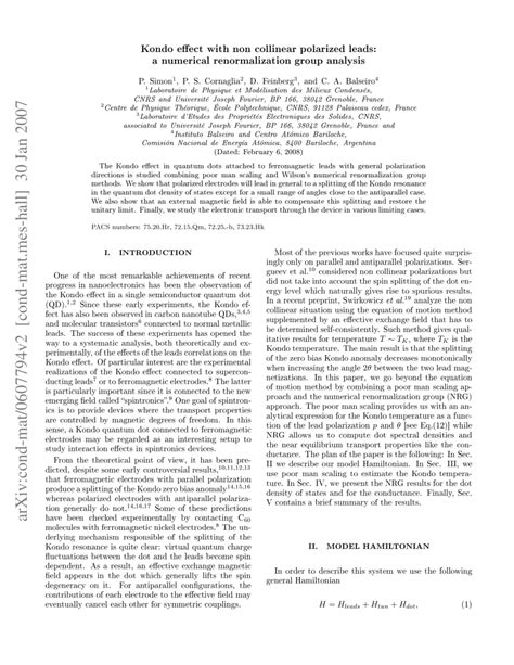Pdf Kondo Effect With Noncollinear Polarized Leads A Numerical Renormalization Group Analysis