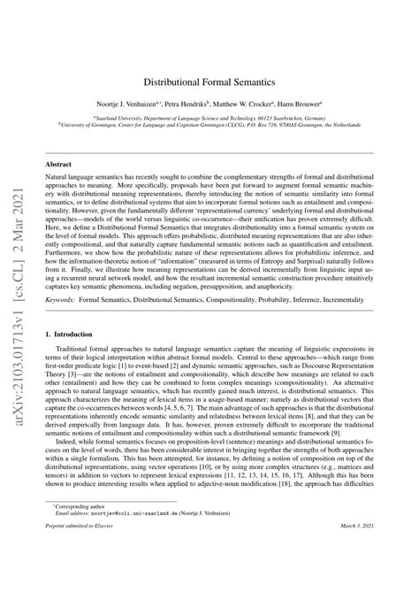 Pdf Distributional Formal Semantics