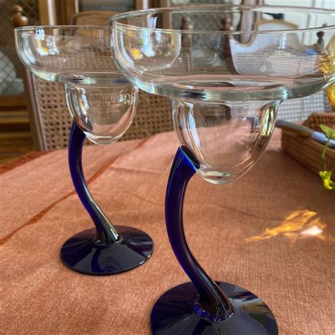 Cobalt Blue Margarita Glass Etsy