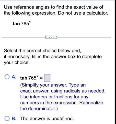 Solved Use Reference Angles To Find The Exact Value Of The Chegg