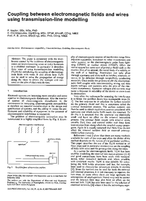 Pdf Coupling Between Electromagnetic Fields And Wires Using
