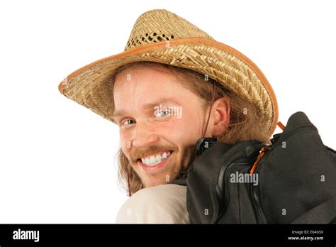 Man With Straw Hat Close Up Isolated Over White Background Stock Photo Alamy Man With Straw Hat Close Up Isolated Over White Background Stock Photo Alamy