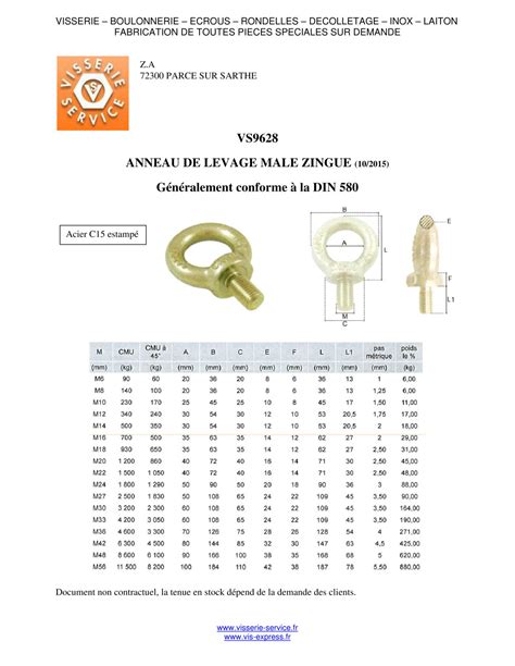 Anneau de levage MALE M Acier zingué Vis expresss