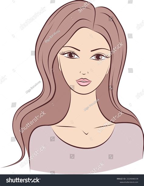 Female Portrait Lady Long Brown Hair Stock Vector Royalty Free