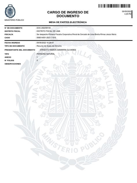 Doc 202258100 09 Set 2022 2do Requerimiento ElevaciÓn Actuados Cf N
