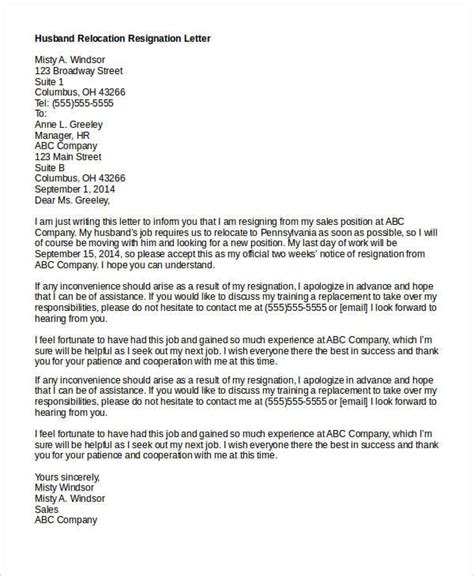 10 Free Relocation Resignation Letters In Pdf Word Apple Pages