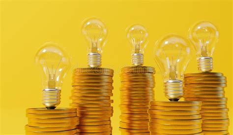 Rising Energy Cost Concept Light Bulb On Top Of A Stack Of Gold Coins