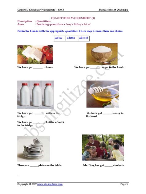 Quantifier Worksheet Pdf