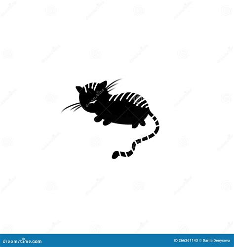 Black Tabby Cat Stencil Tattoo Idea Illustration 266361143 Megapixl
