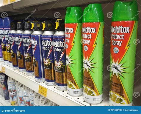Selective Focused On Aerosol Insecticides Cans And Displayed On Shelves