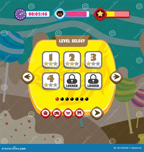 Game Ui Menu Application Mobile App Stock Vector Illustration Of