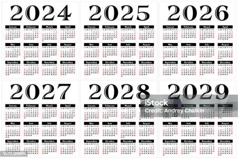 2024年から2029年までのカレンダーテンプレート 2024年のベクターアート素材や画像を多数ご用意 2024年 2025年