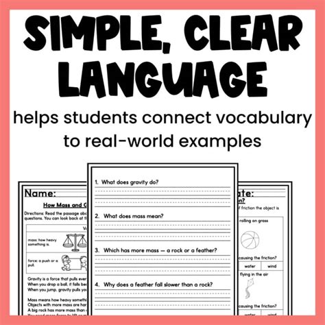 Force And Motion Worksheet Gravity Friction Push And Pull Science