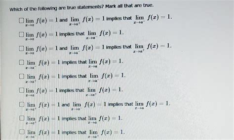 Solved Which Of The Following Are True Statements Mark All