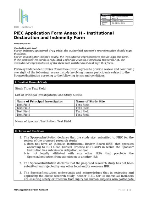 Piec Application Annex Hinstitutional Declaration Doc Template Pdffiller