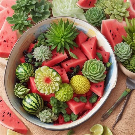 Premium Photo Decorated Watermelon Pieces Ai Created