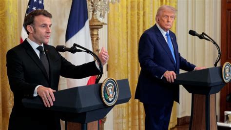 Donald Trump Holds News Conference With French President Emmanuel