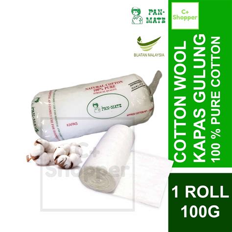 C Shopper 1 Roll Pan Mate Cotton Wool 100g Kapas Gulung 100 Pure