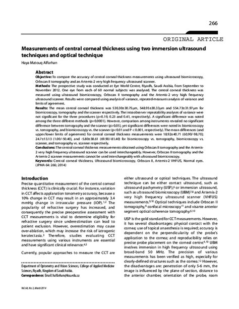 Pdf Measurements Of Central Corneal Thickness Using Two Immersion