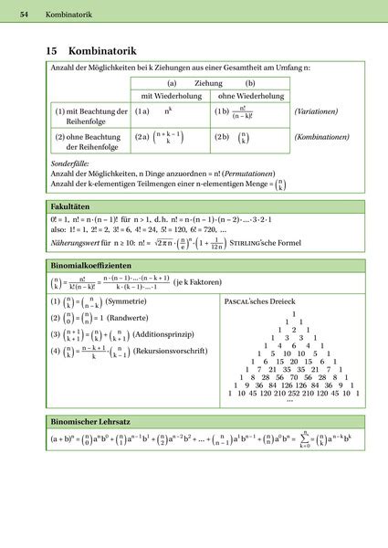 Formelsammlung Mathematik