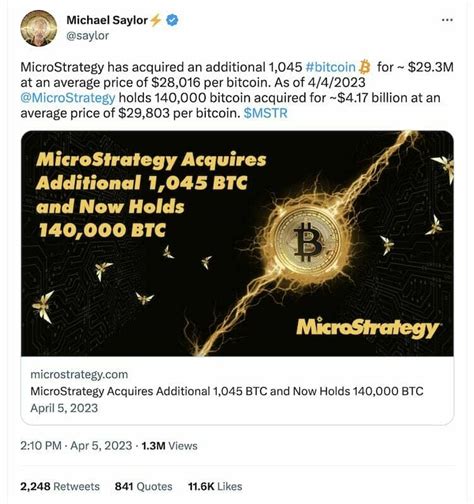 Microstrategy 回購 1000 多個比特幣，獲得 140000 Btc 的巨額寶藏 0x資訊