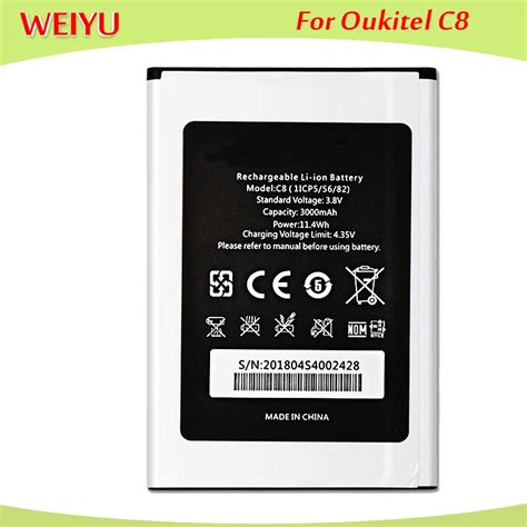 Batería de repuesto para Oukitel C8 acumulador de batería para