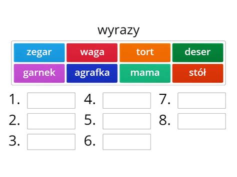 Ułóż wyrazy w kolejności alfabetycznej Ustaw w kolejności