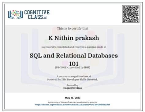 Kunapareddy Nithin Prakash On Linkedin I Completed A Sql And
