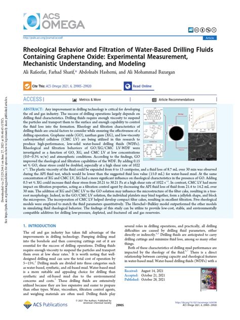Rheological Behavior And Filtration Of Water Based Drilling Fluids Containing Graphene Oxide