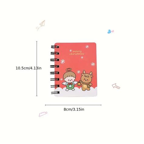 Cute Christmas Notepad Binder Notebook Rings Spiral A6 Diary Temu
