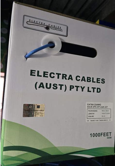 Electa Cat6a 10g Stp Solid Cable Roll 305m In Blue Cat6a Boxblu Agm