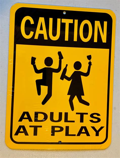 Caution Adults At Play 9x12 Inch Funny Aluminum Sign Etsy