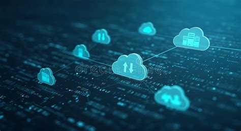 Digital Illustration Depicting A Network Of Cloud Computing Icons