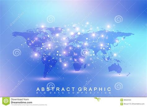 Political World Map With Global Technology Networking Concept Digital