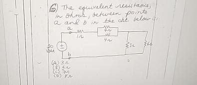 Solved The Equivilent Resistance In Ohms Between Points Chegg Com