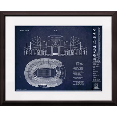 Los Angeles Memorial Coliseum Blueprint Style Poster Ballpark Blueprints
