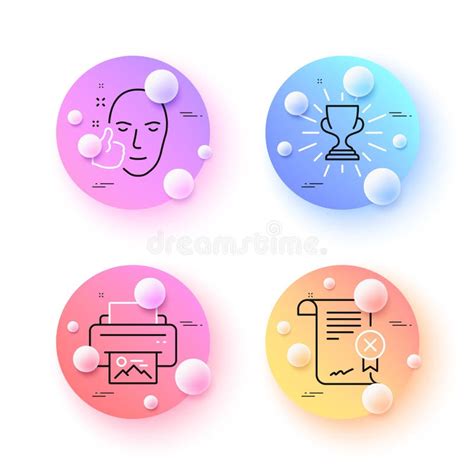 Healthy Face Print Image And Reject Certificate Minimal Line Icons For Web Application